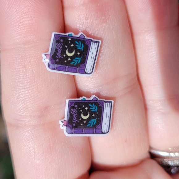 Jewelry | Book Of Spells Witchy Stud Earrings | Poshmark